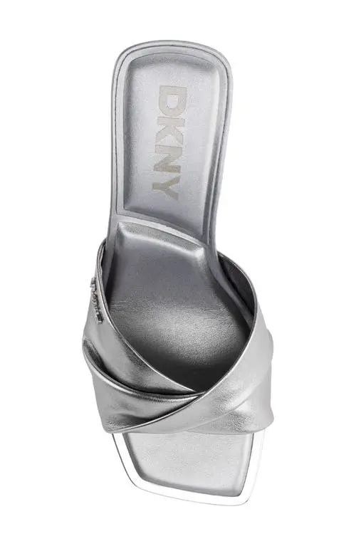 Dkny Jolaine Metallic Twist Slide Sandal - Nickel