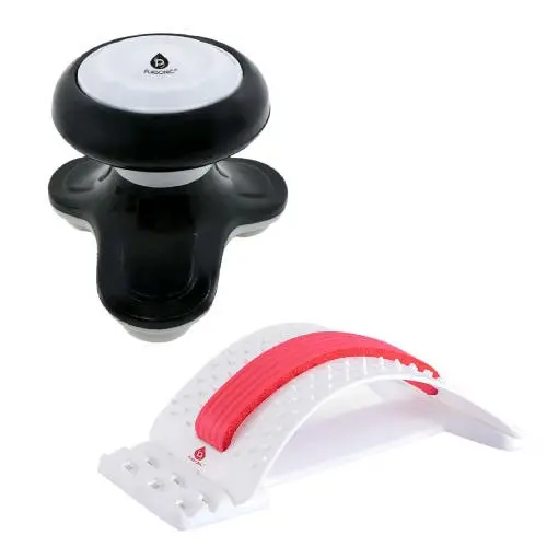 PURSONIC Total Body Relaxation Bundle Handheld Electric Sport Massager + Back Stretching Device - Black