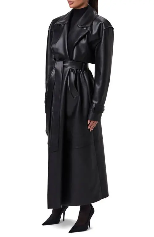 Naked Wardrobe Faux Leather Trench Coat - Black