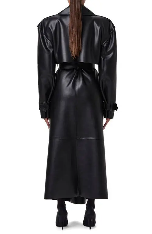 Naked Wardrobe Faux Leather Trench Coat - Black