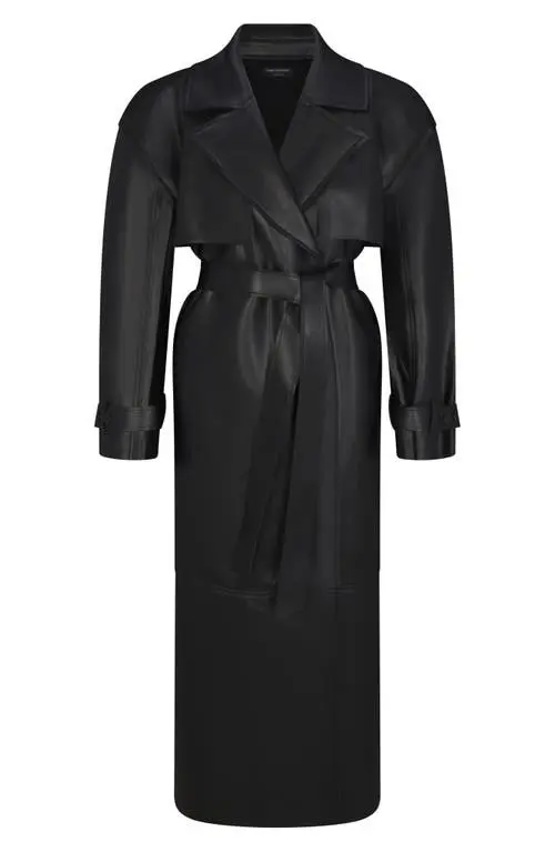 Naked Wardrobe Faux Leather Trench Coat - Black