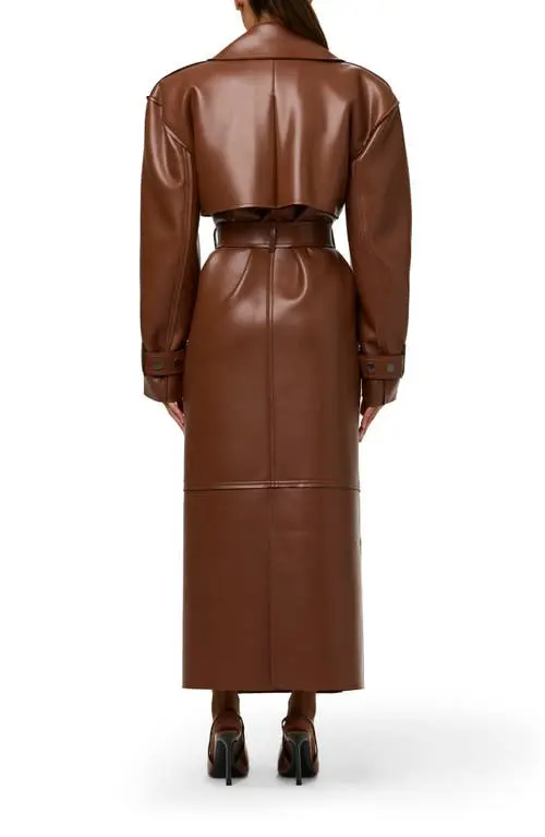 Naked Wardrobe Faux Leather Trench Coat - Toffee