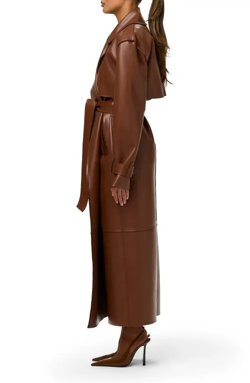 Naked Wardrobe Faux Leather Trench Coat - Toffee