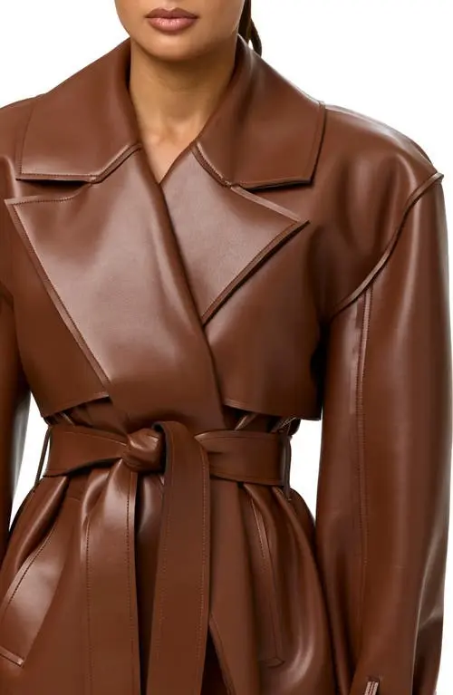 Naked Wardrobe Faux Leather Trench Coat - Toffee