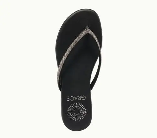 GRACE FOOTWEAR Embellished Flip-flop Sandals - Pewter