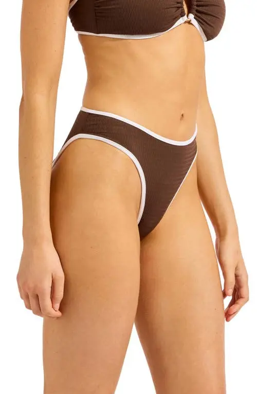 Seafolly Beach Bound High Cut Bikini Bottom - Dark Chocolate