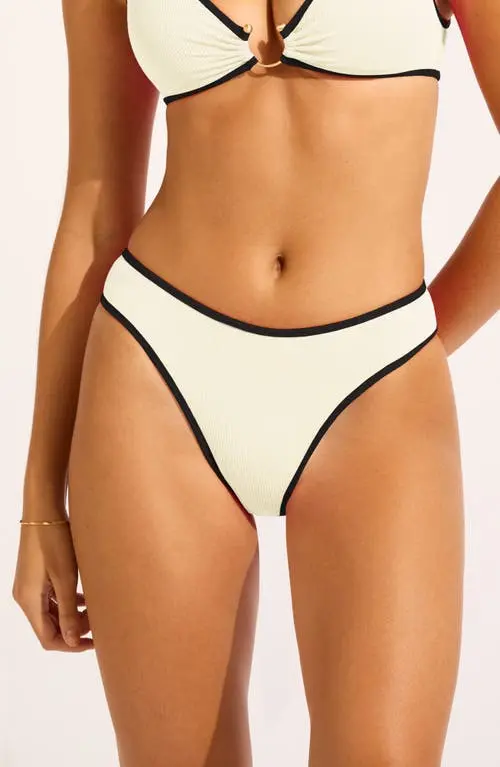 Seafolly Beach Bound High Cut Bikini Bottom - Ecru