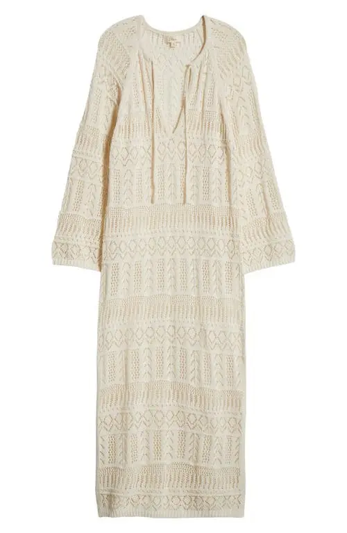 Elan Lace Knit Long Sleeve Cover-Up Midi Dress - Natural - 25% Off |  Editorialist
