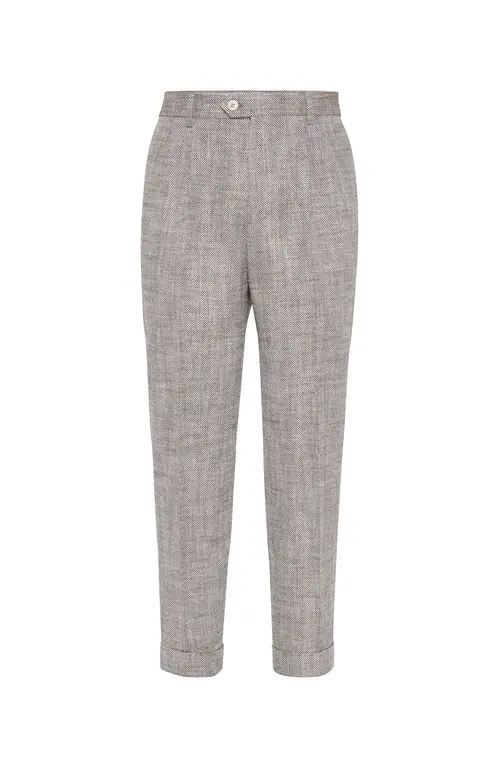 Brunello Cucinelli Chevron Leisure Fit Trousers
