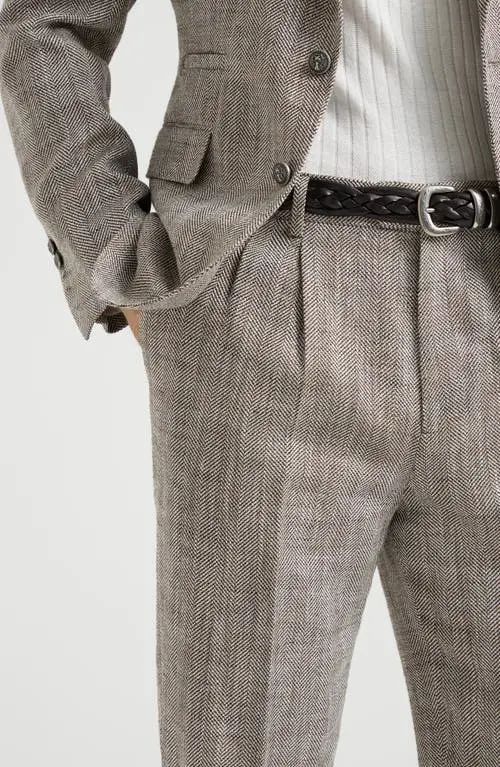 Brunello Cucinelli Chevron Leisure Fit Trousers