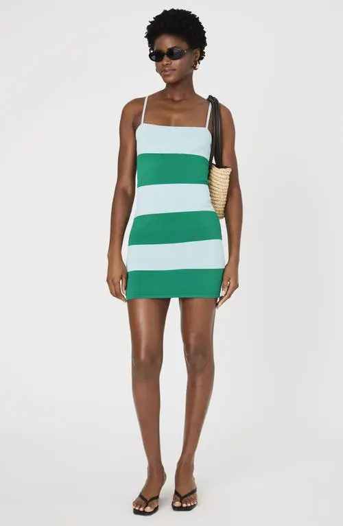 French Connection Colorblock Knit Mini Dress - Green/light Dream Blue