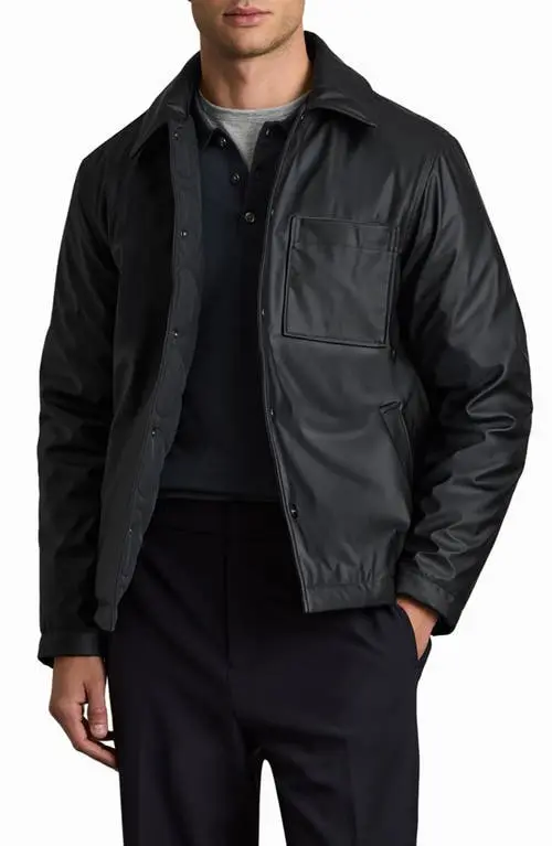 REISS Hyde Faux Leather Shirt Jacket