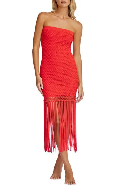 PQ Vanessa Strapless Fringe Cover-up Dress - Passion