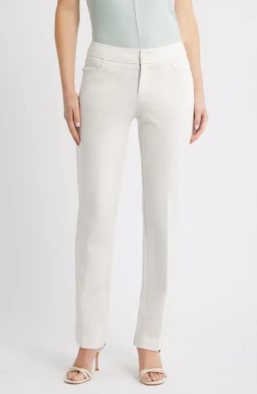 Anne Klein Flat Front Straight Leg Pants - White Dove