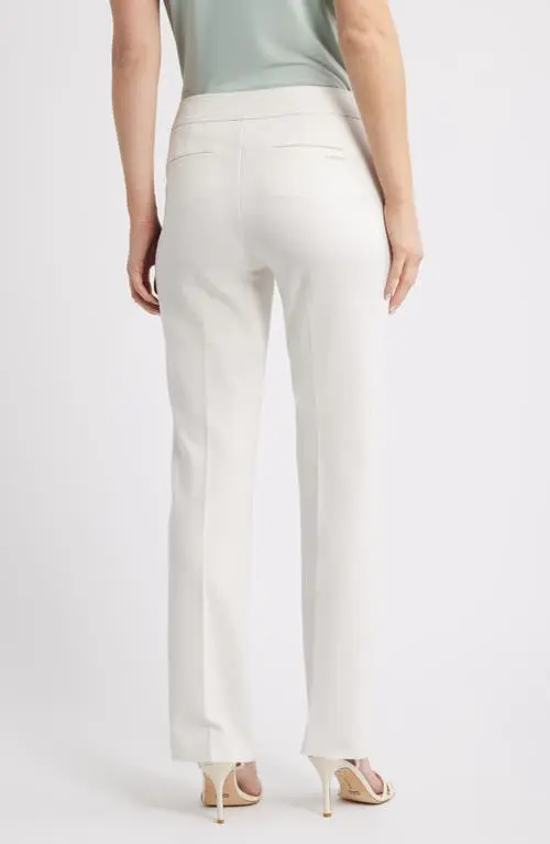 Anne Klein Flat Front Straight Leg Pants - White Dove
