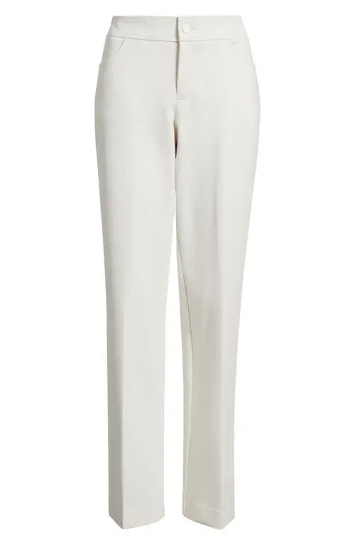 Anne Klein Flat Front Straight Leg Pants - White Dove