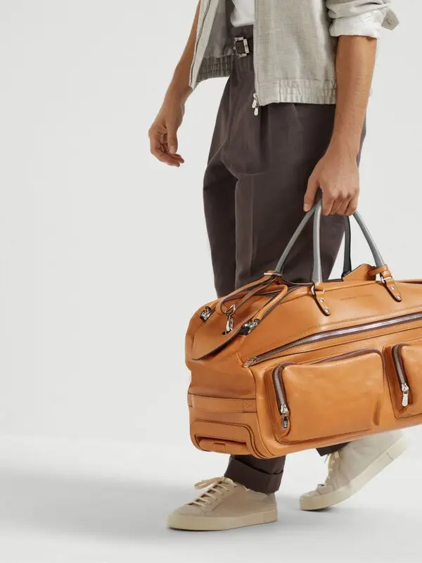 Brunello Cucinelli Leather Trolley Bag - Brown
