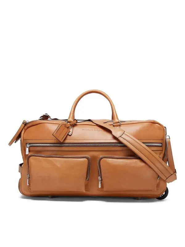 Brunello Cucinelli Leather Trolley Bag - Brown