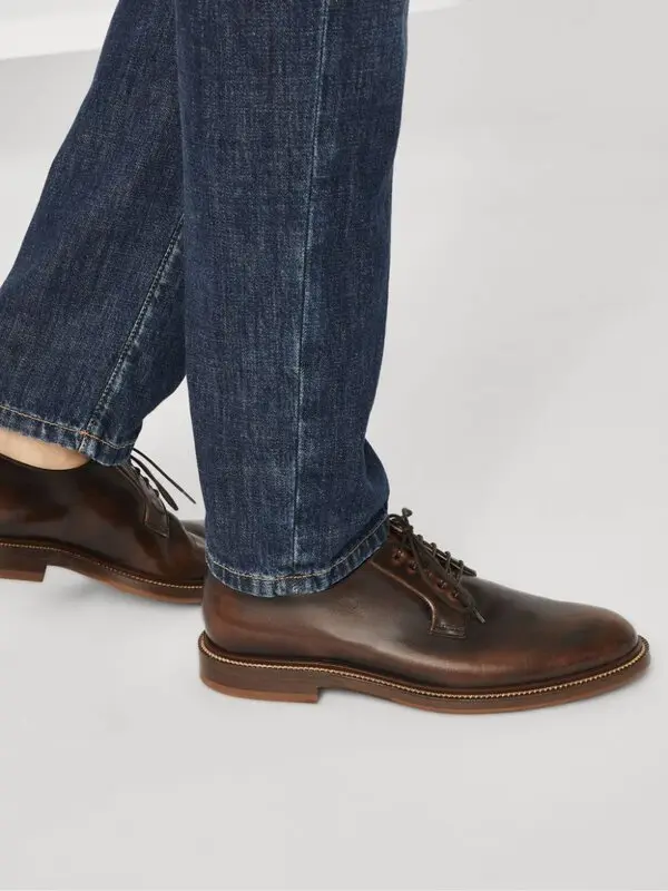 Brunello Cucinelli Burnished Leather Derby Shoes - Brown