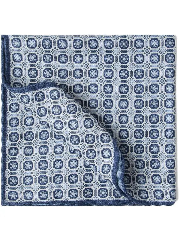 Brunello Cucinelli Pattern-print Pocket Square - Blue