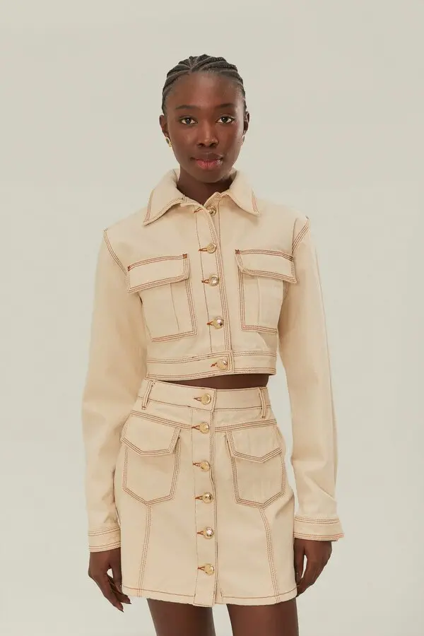 Farm Rio Gabardine Cropped Jacket