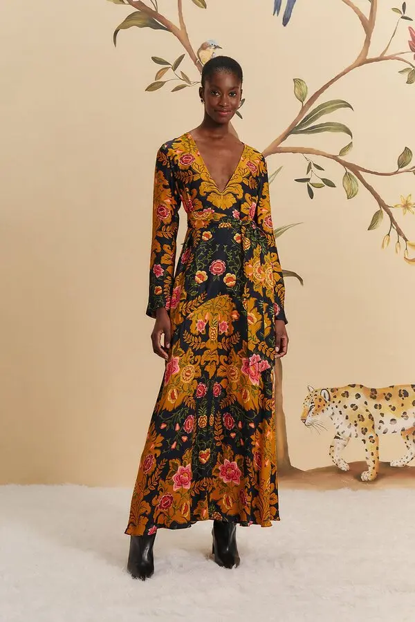 Farm Rio Black Arabesque Floral Maxi Dress - Arabesque Floral Black |  Editorialist