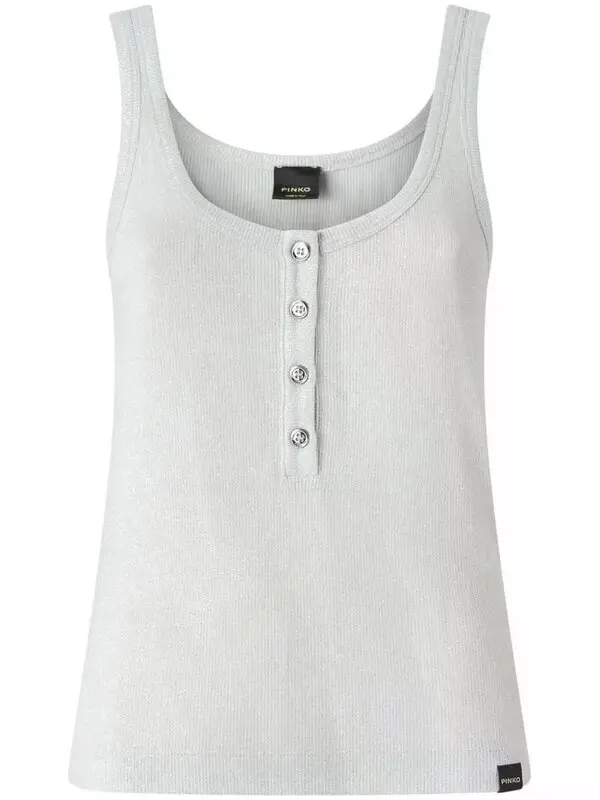 Pinko Metallic Tank Top - Silver