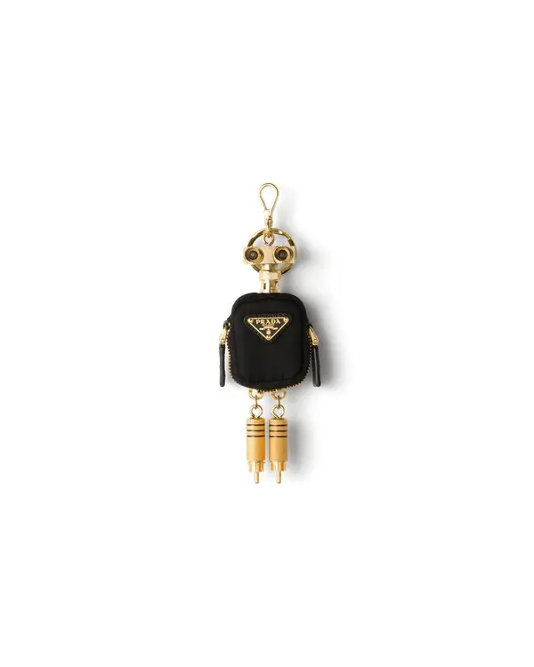 Prada Robot Re-nylon Bag Charm - Black