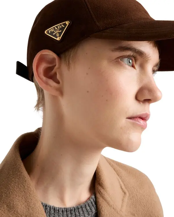 Prada Suede Baseball Cap - Brown