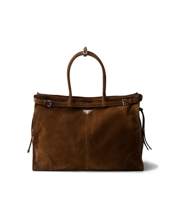 Prada Suede Tote Bag - Brown