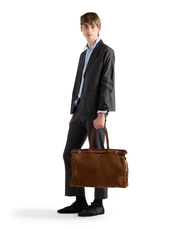 Prada Suede Tote Bag - Brown