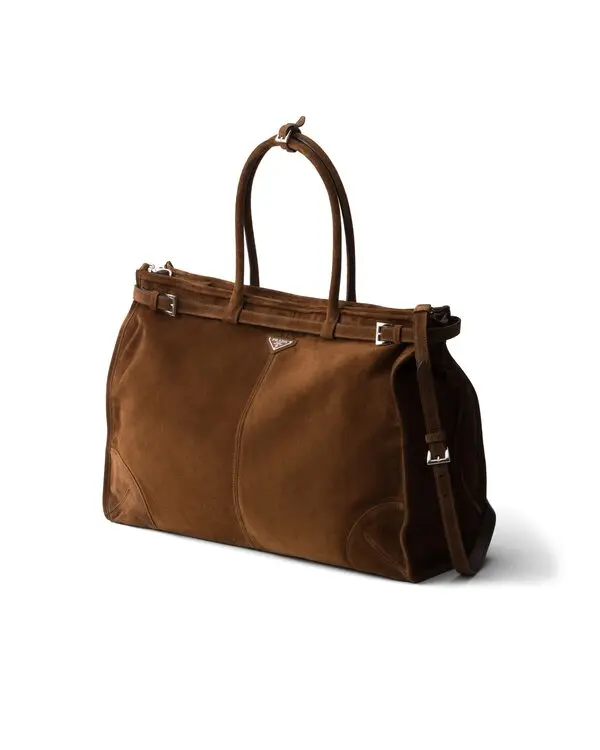 Prada Suede Tote Bag - Brown