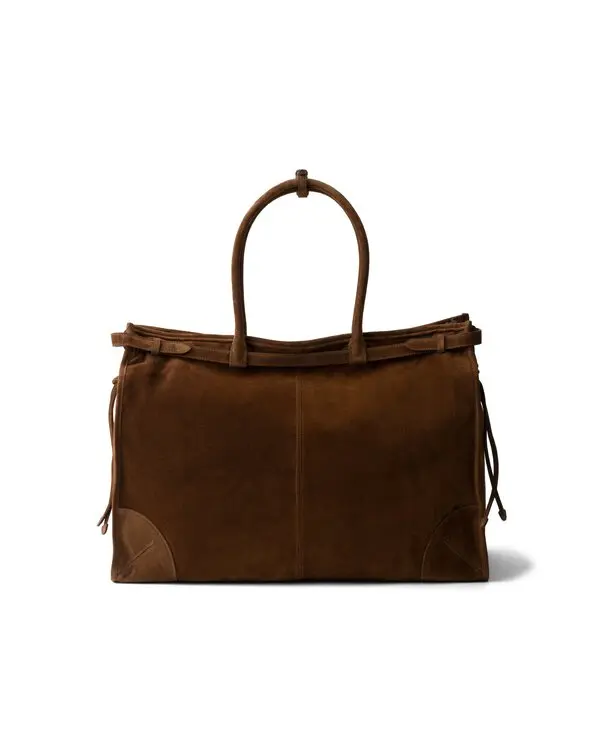 Prada Suede Tote Bag - Brown