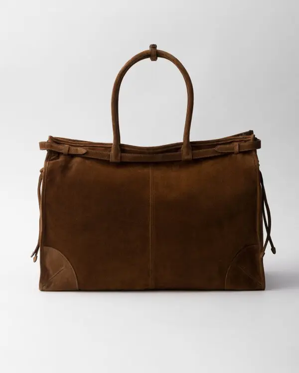 Prada Bonnie Suede Tote Bag - Cocoa Brown