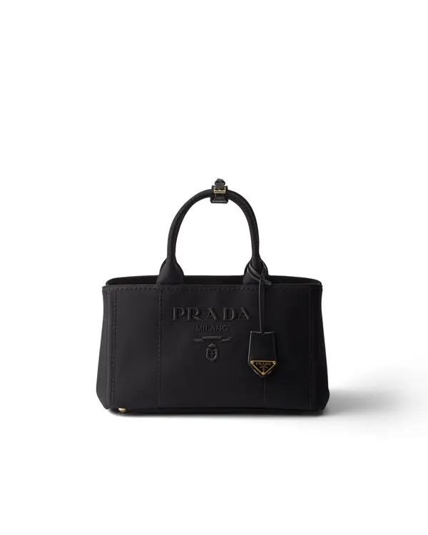 Prada Jardinière Large Cotton Canvas Handbag - Black