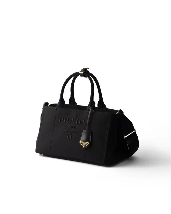 Prada Jardinière Large Cotton Canvas Handbag - Black