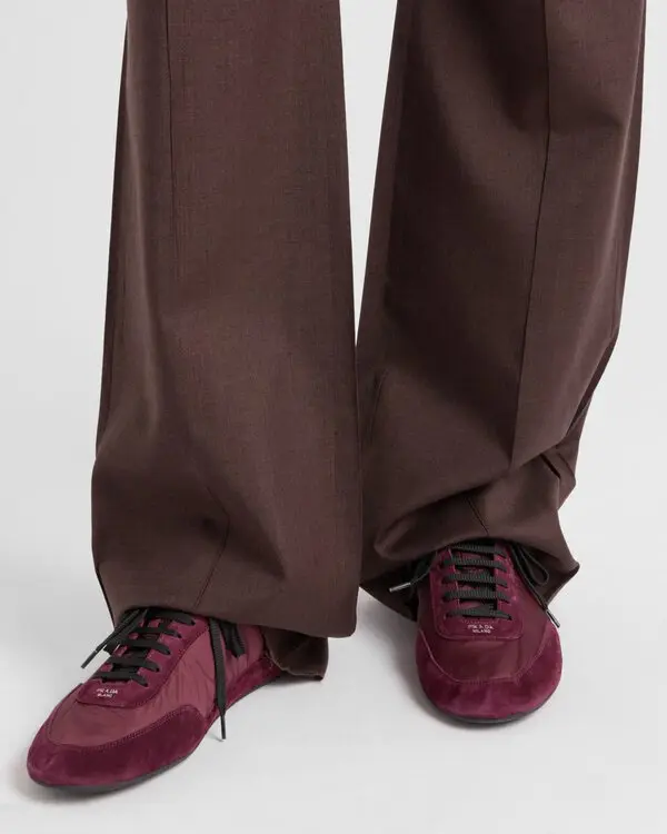 Prada Collapse Re-nylon And Suede Sneakers - Burgundy