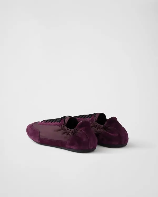 Prada Collapse Re-nylon And Suede Sneakers - Burgundy