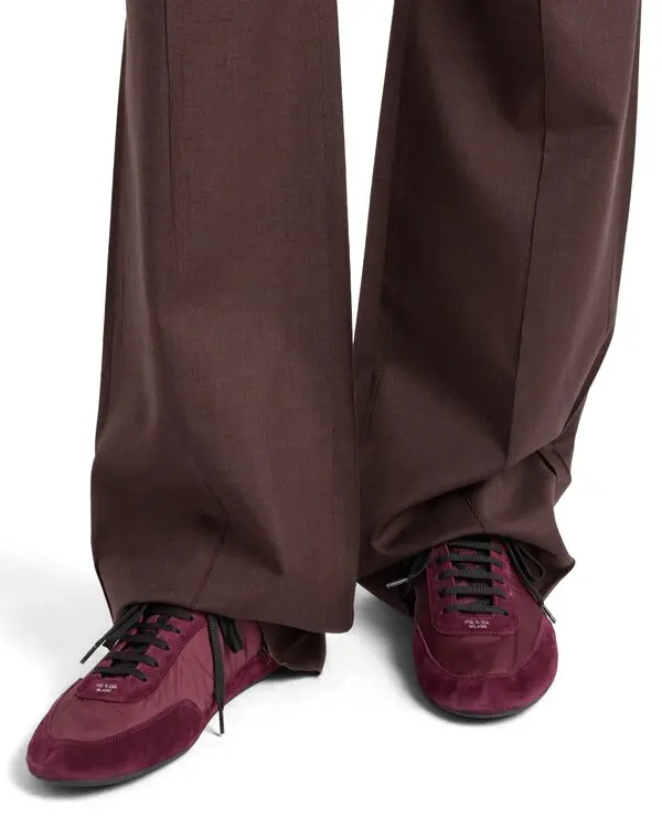 Prada Collapse Re-nylon And Suede Sneakers - Red