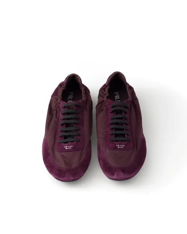 Prada Collapse Re-nylon And Suede Sneakers - Red