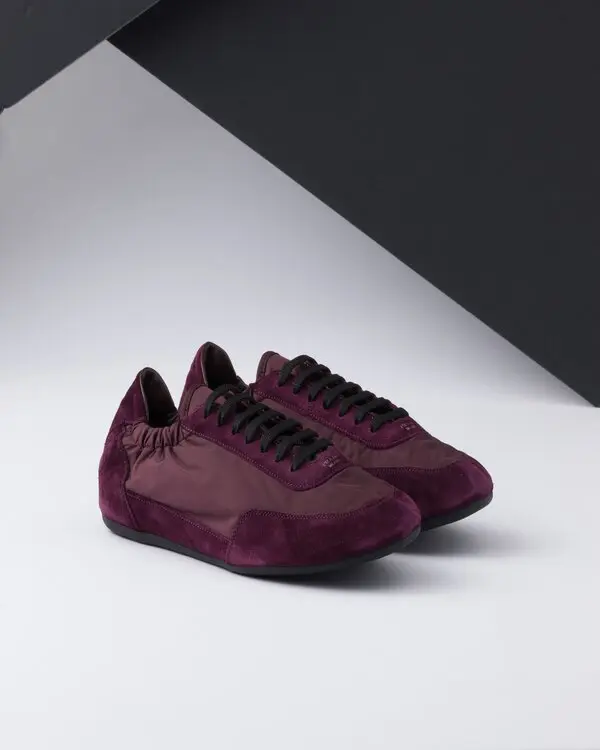 Prada Collapse Re-nylon And Suede Sneakers - Red