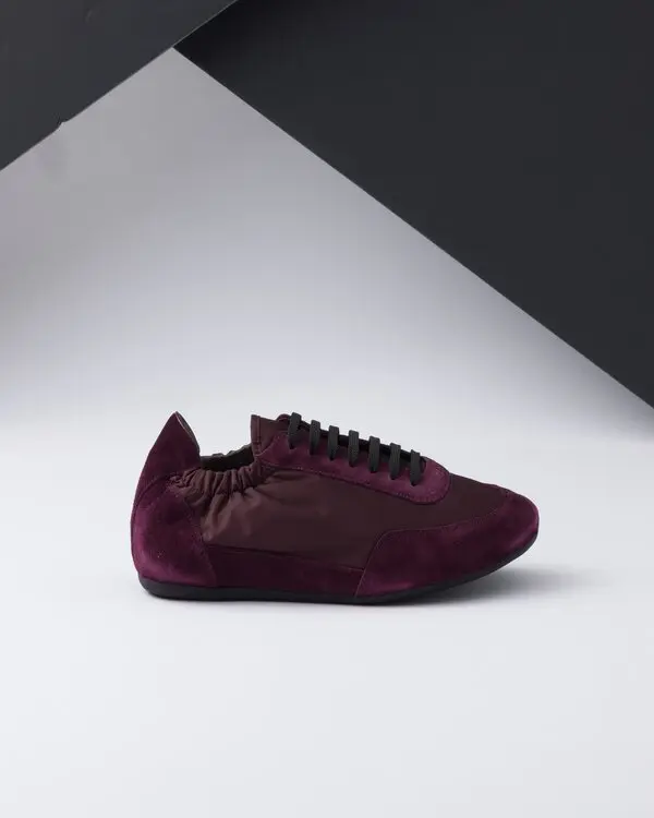 Prada Collapse Re-nylon And Suede Sneakers - Red
