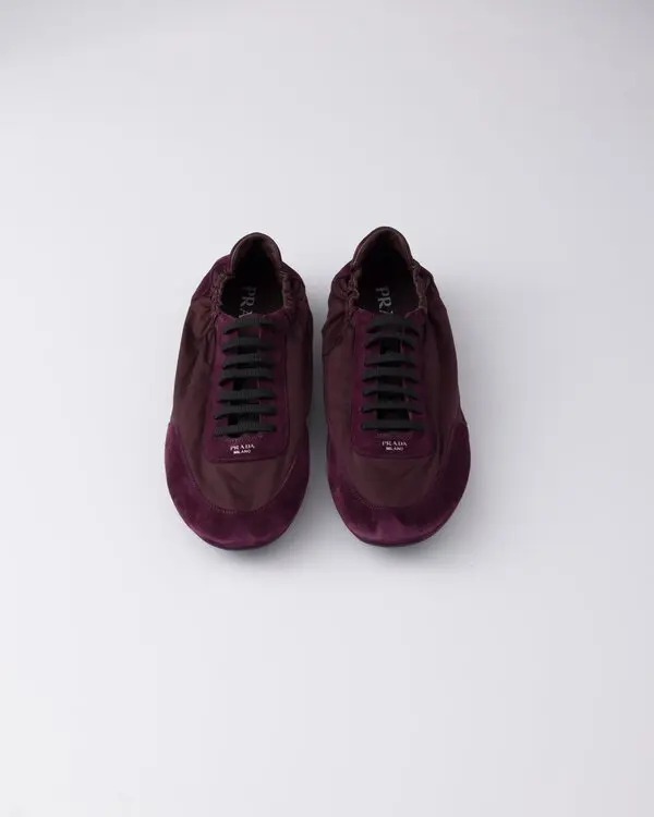 Prada Collapse Re-nylon And Suede Sneakers - Red