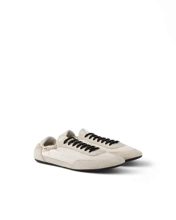 Prada Collapse Re-nylon And Suede Sneakers - Neutral