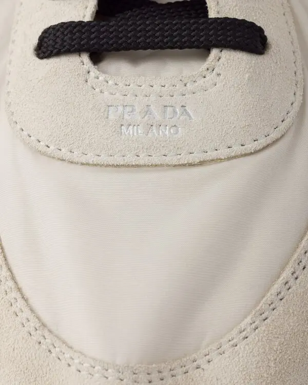 Prada Collapse Re-nylon And Suede Sneakers - Neutral