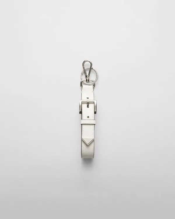 Prada Saffiano Leather Keychain - White