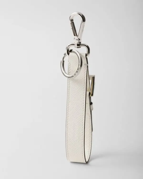 Prada Saffiano Leather Keychain - White