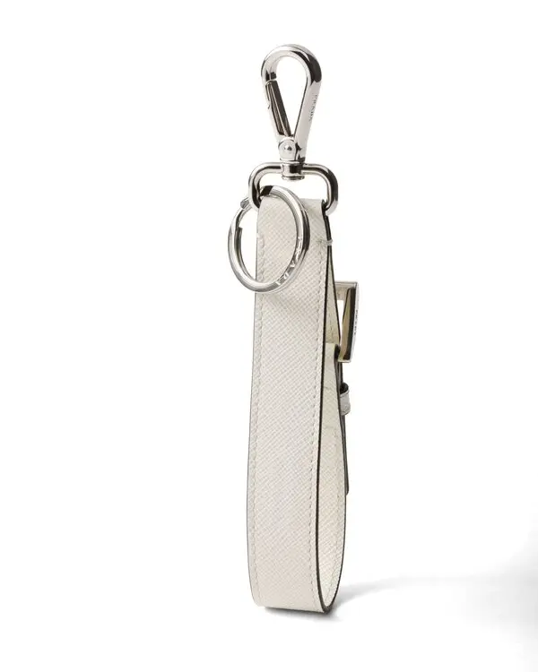 Prada Saffiano Leather Keychain - White