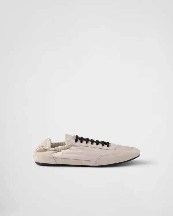 Prada Collapse Re-nylon And Suede Sneakers - Ivory