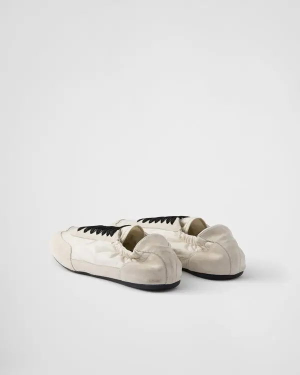 Prada Collapse Re-nylon And Suede Sneakers - Ivory